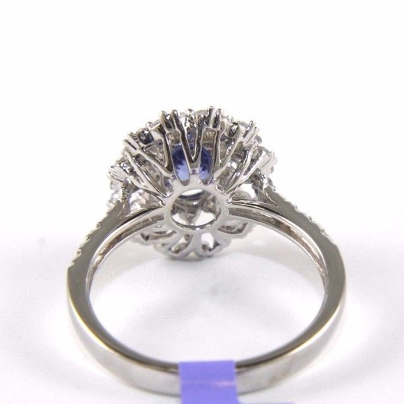 Jewelry | Oval Blue Sapphire Diamond Ring 14k Wg 186ct | Poshmark